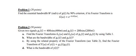 Solved Problem Points Find The Essential Bandwidth Chegg