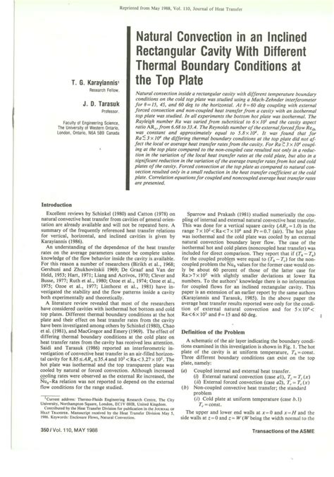 Pdf Natural Convection In An Inclined Rectangular Cavity With Different Thermal Boundary