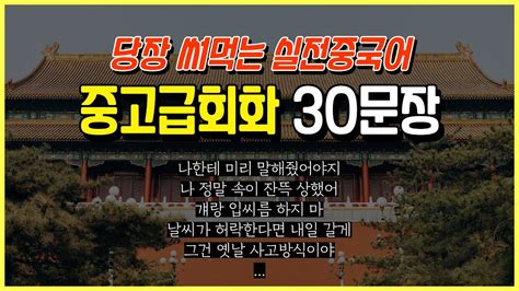 당장 써먹을 수 있는 생활중국어회화 30문장 중고급중국어 3탄 Youtube