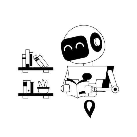 Premium Vector Robot Reading Book Library Machine Learning Artificial Intelligence Future