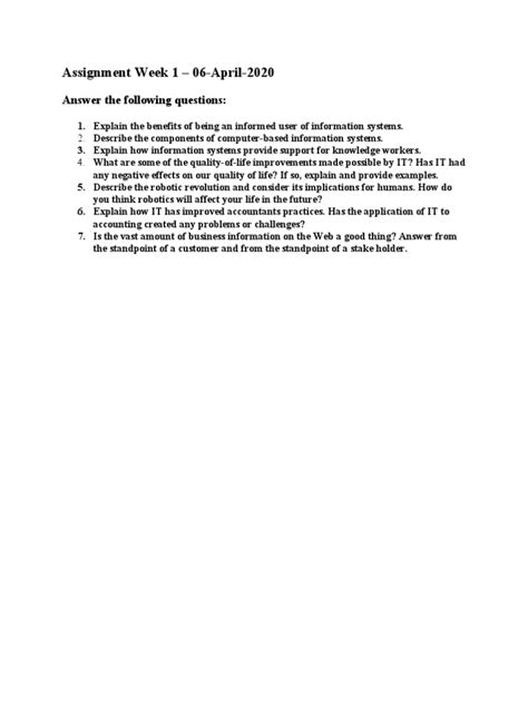 Week 1 Assignment 1 Pdf