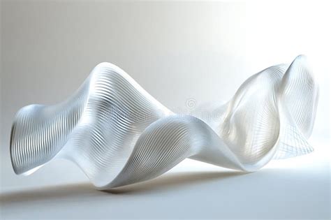 Dynamic Flowing Abstract Form Composed Of Undulating White Lines Perfect For Modern Design
