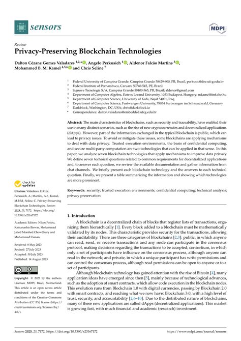 PDF Privacy Preserving Blockchain Technologies
