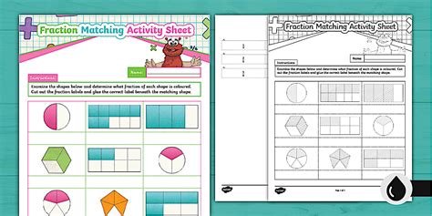 Fraction Representation Matching Activity Sheet Twinkl