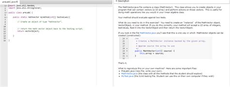 Solved Description The Mathvector Java File Contains A Class Chegg