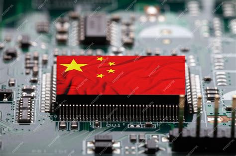 premium photo flag of china on a processor cpu central processing