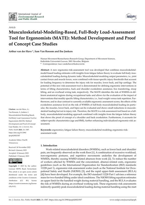 Material Movement Solutions Llc On Linkedin Pdf Musculoskeletal Modeling Based Full Body