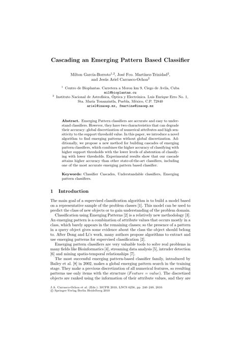 Pdf Cascading An Emerging Pattern Based Classifier