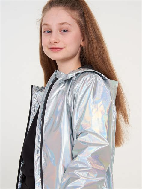 Water Resistant Holographic Sports Light Jacket With Hood Gate