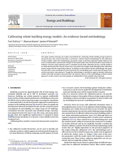 Pdf Calibrating Whole Building Energy Models An Evidence Based Methodology