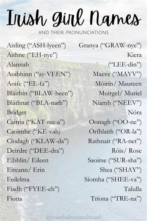 Irish Girl Names And Their Pronunciations Artofit All For One
