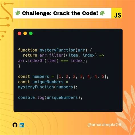 Amardeep Kumar On Linkedin Javascriptchallenge Crackthecode Codingpuzzle Linkedincommunity