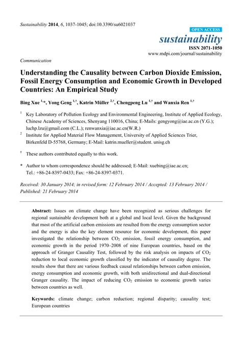 Pdf Understanding The Causality Between Carbon Dioxide Emission