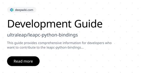 Development Guide Ultraleapleapc Python Bindings Deepwiki