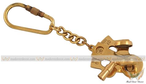 Nautical Vintage Brass Key Chain Antique Brass Sextant Key Ring Marine