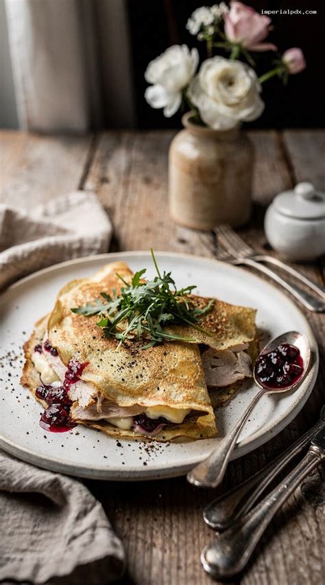 Turkey Brie Cranberry Crepes With Arugula And Cracked Pepper Imperial