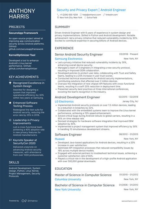 Android Developer Resume Examples Guide For