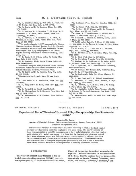 Pdf Experimental Test Of Theories Of Extended X Ray Absorption Edge Fine Structure In Metals