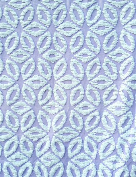 Fq White On Lavender Daisy Chenille Fabric Fat Quarter Cotton