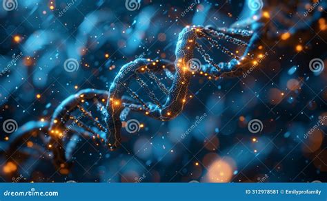 Detailed Visualization Of Dna Structure In A Blue Molecular Background Stock Image Image Of
