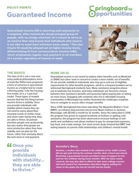 Policy Points Guaranteed Income Springboard To Opportunities