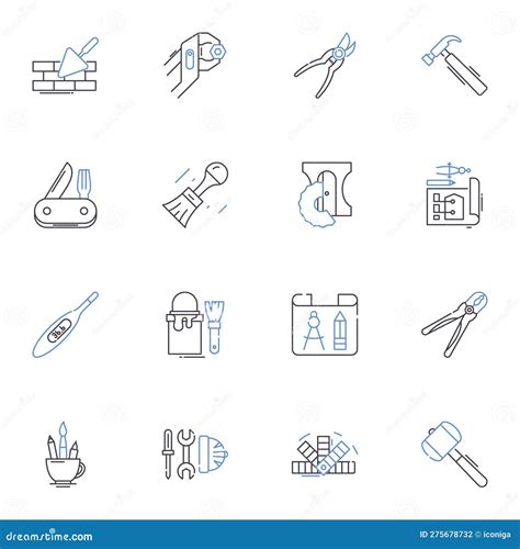 Equipment Line Icons Collection Machinery Tools Apparatus Supplies Instruments Gadgets