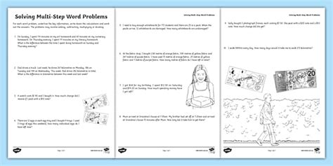 Solving Multi Step Word Problems Activity Sheet