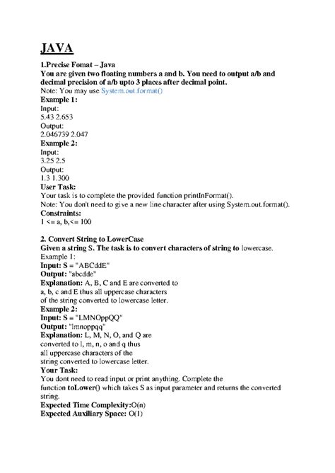 Java Practice Questions Java 1 Fomat Java You Are Given Two Floating Numbers A And B You