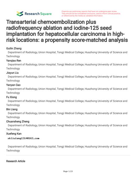 Pdf Transarterial Chemoembolization Plus Radiofrequency Ablation And