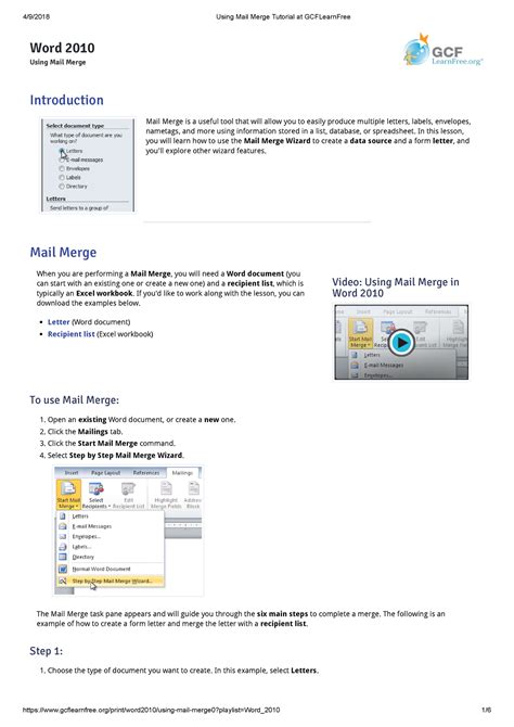 Using Mail Merge Tutorial At Gcflearn Free Video Using Mail Merge In