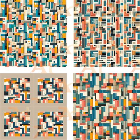 Seamless Wallpaper Design With Abstract Rectangular Color Blocks In