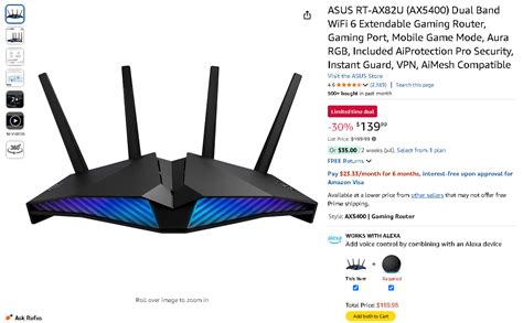 ASUS RT AX82U Gaming Router With Wi Fi 6 Now 60 Off Next Gen AX5400