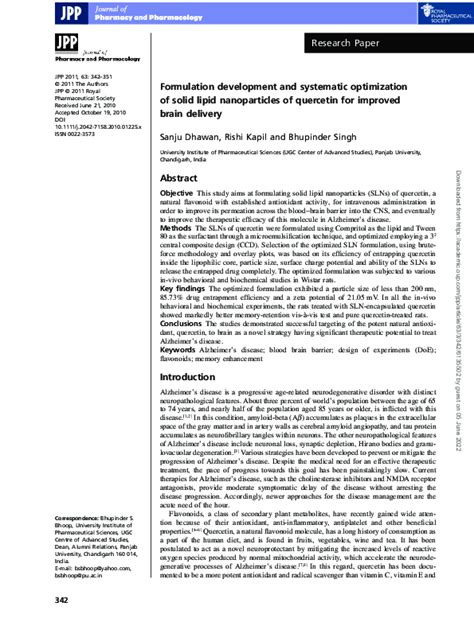 Pdf Formulation Development And Systematic Optimization Of Solid Lipid Nanoparticles Of