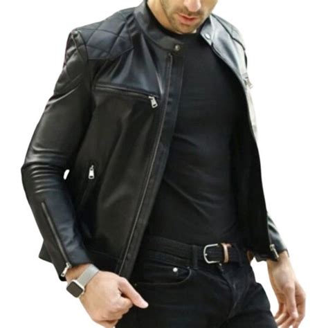 Buy Mens Slim Fit Black Leather Jacket Hussar Jackets