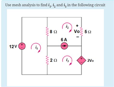 solved use mesh analysis to find i1 i2 ﻿and i3 ﻿in the