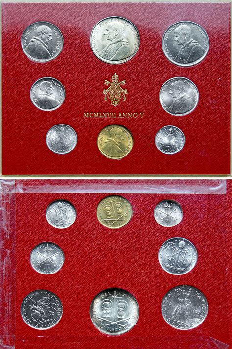 Jencius Coins 1967 Vatican Mint Coin Set 8 Coins Bu