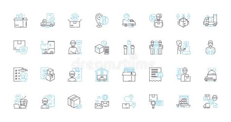 Transport Agency Linear Icons Set Fleet Logistics Delivery Shipment