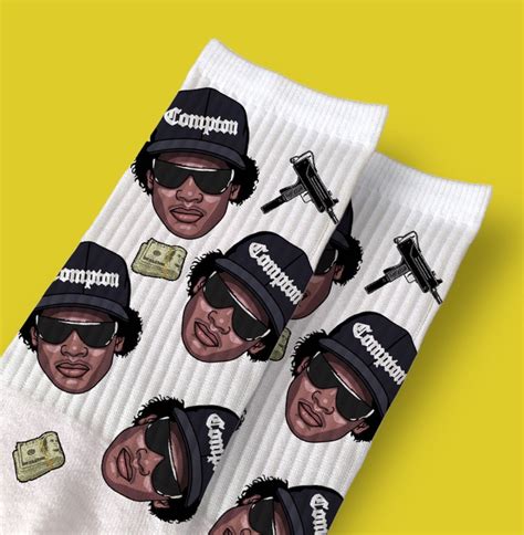 Eazy E Socks Inspired Hip Hop White Socks Nwa Etsy