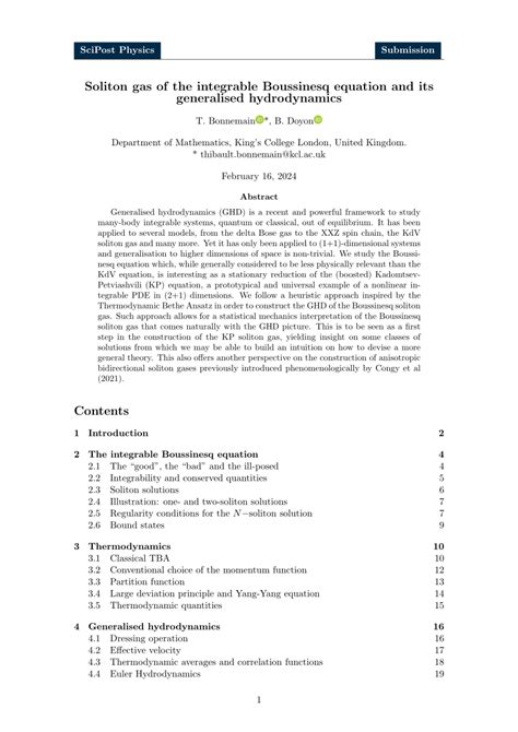 Pdf Soliton Gas Of The Integrable Boussinesq Equation And Its