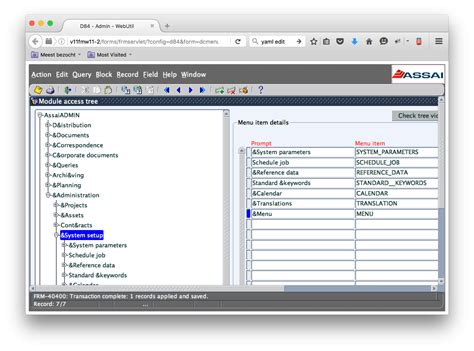 tutorial a9 development 2 generate a menu admin screen vaizr assaiadmin devdoc