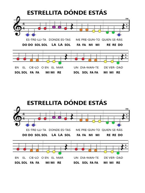 Estrellita Donde Estas Xilófono Pdf