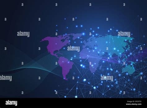Global Network Connections With World Map Internet Connection Background Abstract Connection