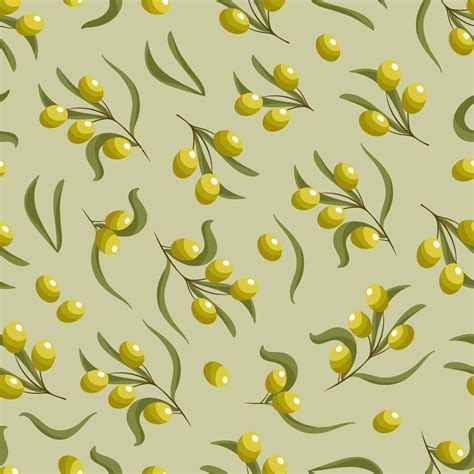 Olives Bright Summer Vegetable Vector Illustration Seamless Patterns