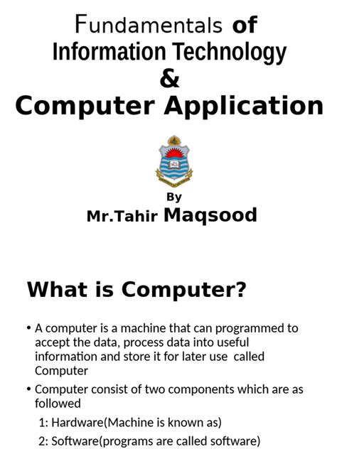 Topic 1 Introduction To Information Technology And Application Pdf