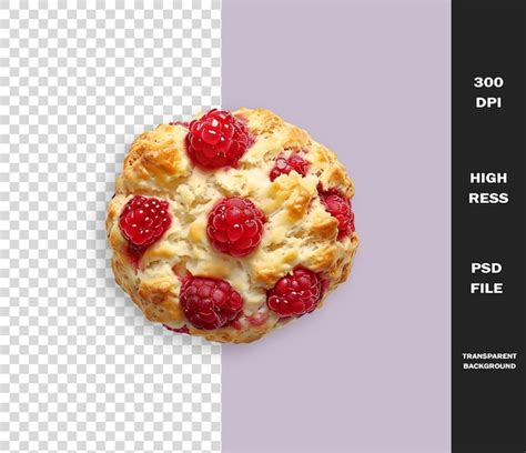 Premium Psd A Raspberry Muffin With A Picture Of Raspberries On It