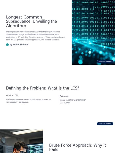 Longest Common Subsequence Unveiling The Algorithm Pdf Algorithms Algorithms And Data