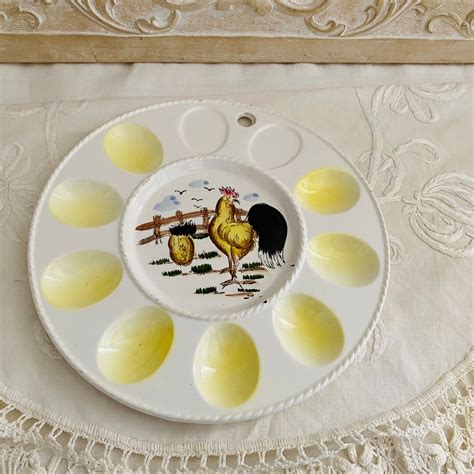 Vintage Porcelain Deviled Egg Server Etsy