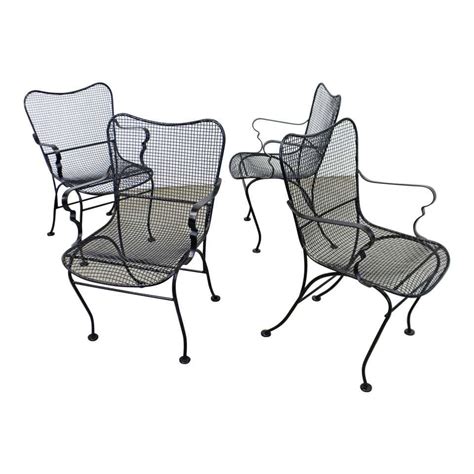 Set Of 4 Mid Century Modern Vintage Sculptural Mesh Wire Metal Outdoor
