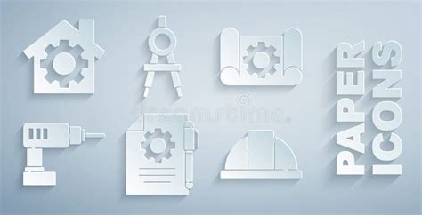Set Document Settings And Pen Graphing Paper Gear Electric Drill