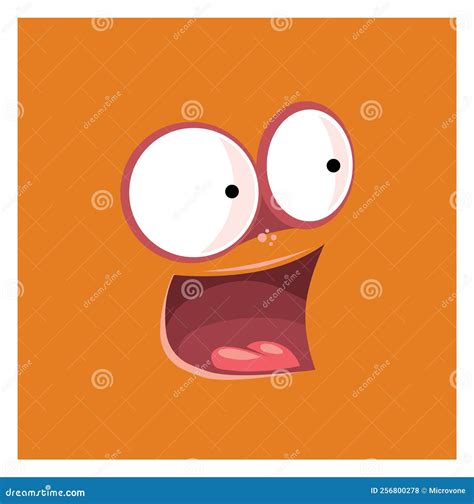 Happy Monster Face Portrait Funny Cartoon Expression Stock Vector